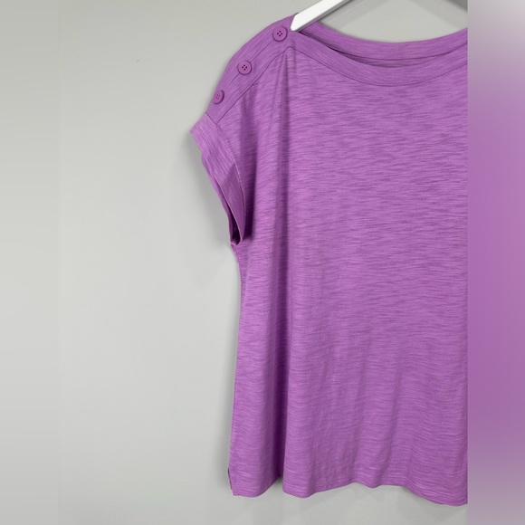 Talbots | Tops | Talbots Purple Button Sleeve Tee T Shirt Top Blouse ...